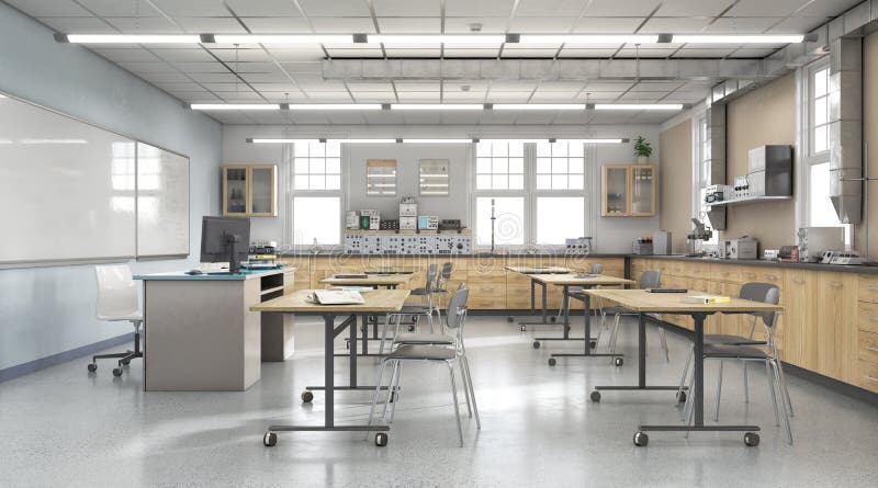 Modern Laboratory Classroom . High School. Stock Illustration ...