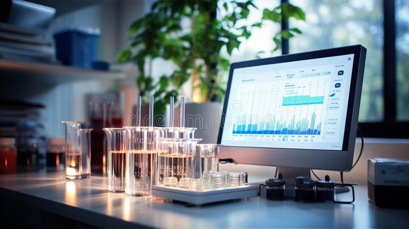Modern Laboratory Interior with Monitoring Screens and Scientist S ...