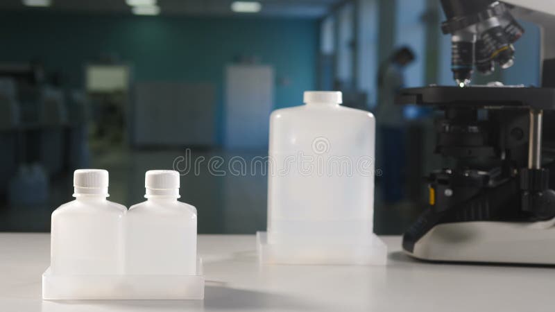 Modern Laboratory Concept. Scientist in Black Glove Putting White ...