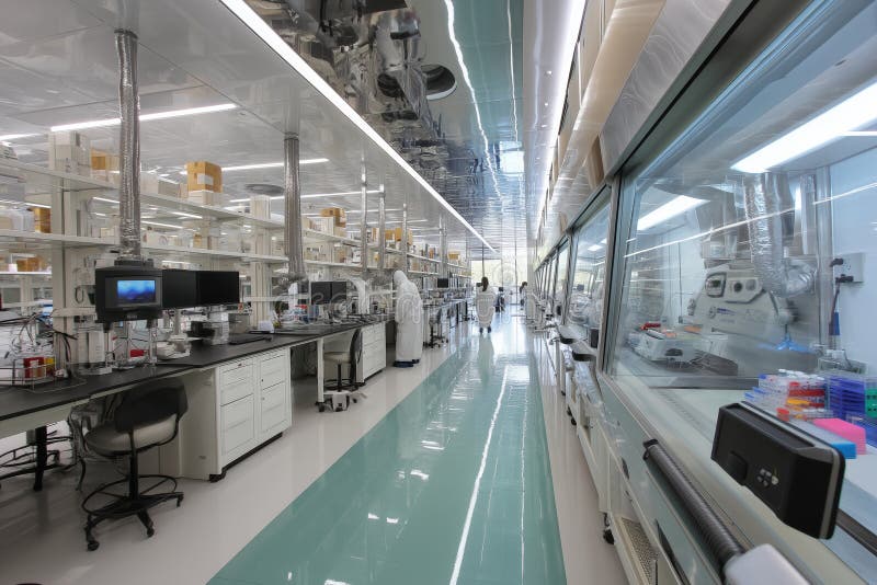 Modern Laboratory Corridor with Bright Lighting Stock Illustration ...