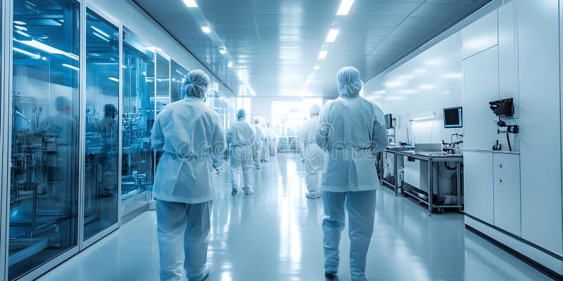 Modern Laboratory Corridor with High-Tech Equipment Stock Illustration ...