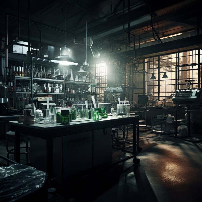 Scientist Lab Workplace Interior Design with Equipment and Tools for ...