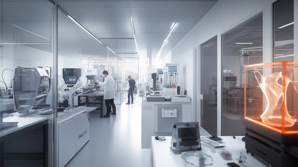 Modern Laboratory Environment with Scientists Working on Experiments ...