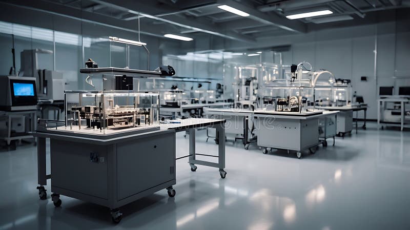 Modern Laboratory Equipment and Clean Room Interior Stock Illustration ...