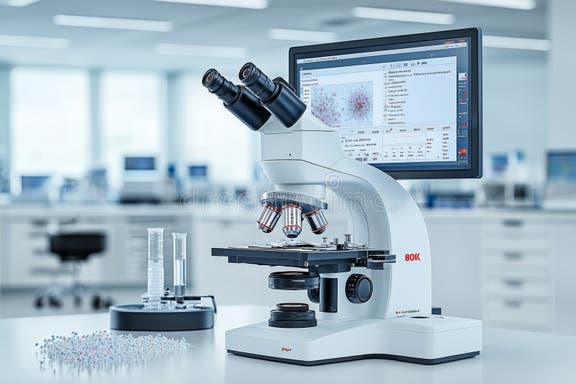 A Modern Laboratory Equipped with a High-tech Microscope Displays ...