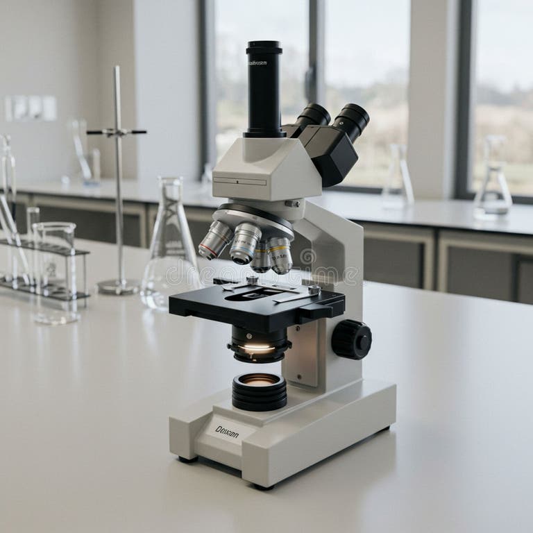 A Modern Laboratory Features a Compound Microscope Prominently ...