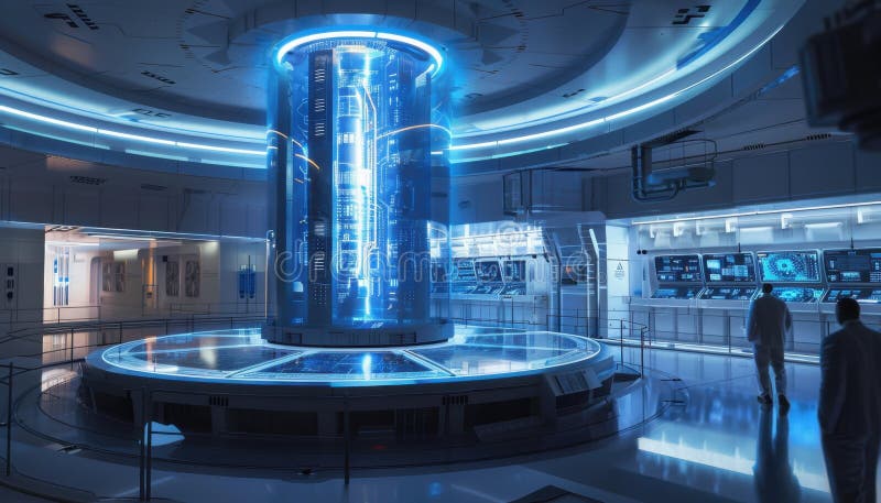 Futuristic Laboratory with a Glowing Energy Chamber and Advanced ...