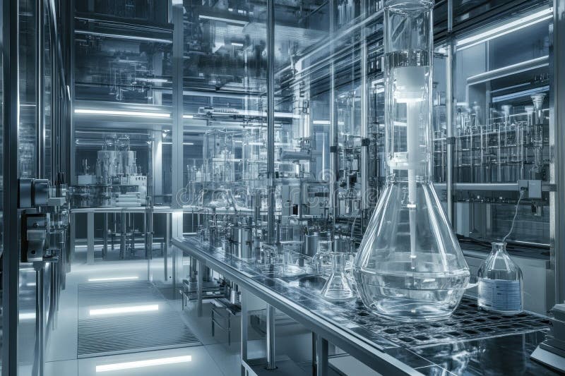 Modern Laboratory with Glass Equipment and Illuminated Workspace in a ...