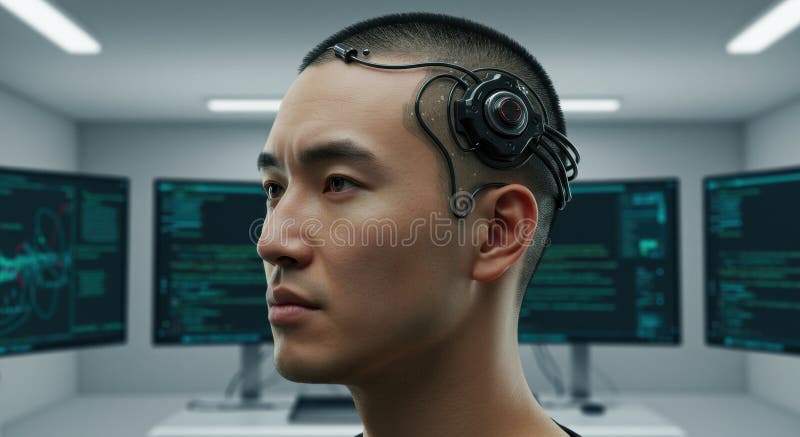 High-tech Brain-computer Interface Research in a Modern Lab Showcasing ...