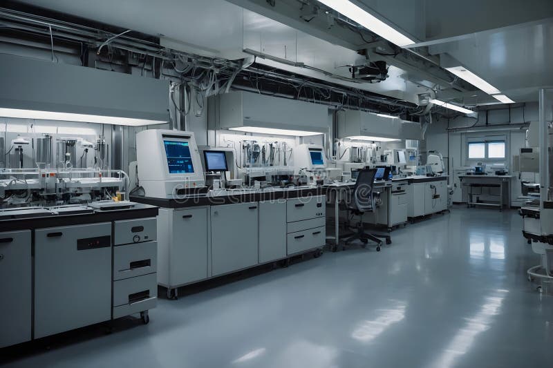 Modern Laboratory Interior with Advanced Equipment Stock Illustration ...