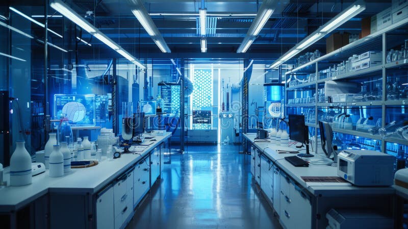 Modern Laboratory Interior with Arrays of Advanced Scientific Equipment ...