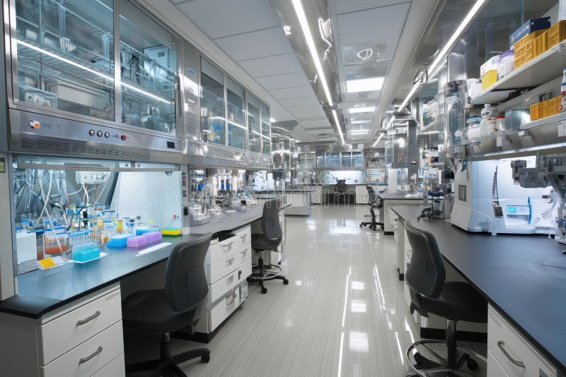 Modern Laboratory Interior with Bright Lighting Stock Illustration ...
