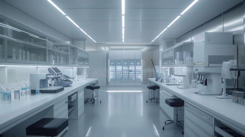 Modern Laboratory Interior with Clean Workspaces, Equipped with High ...