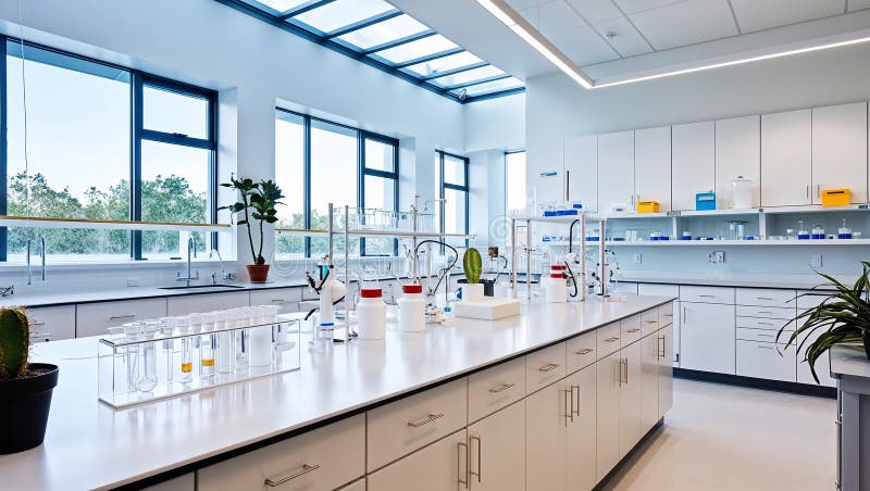 Modern Laboratory Interior with Equipment and Large Windows Providing ...