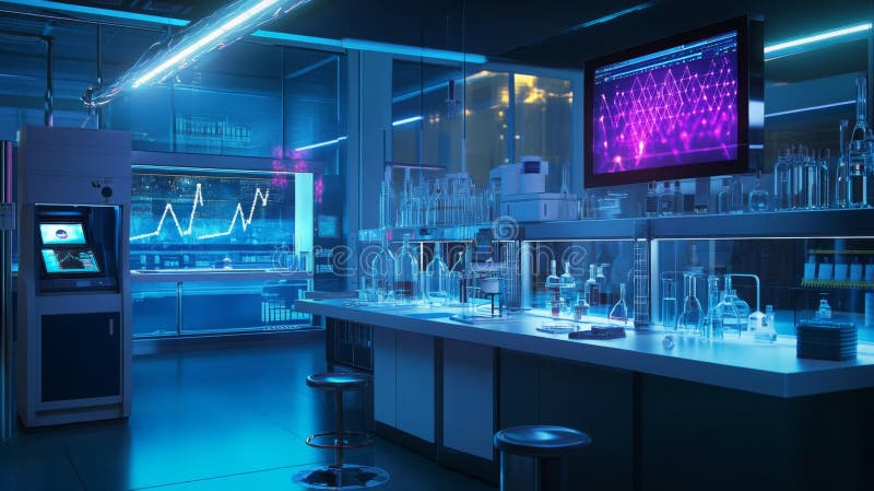 Modern Laboratory Interior with Glassware and High-tech Equipment at ...