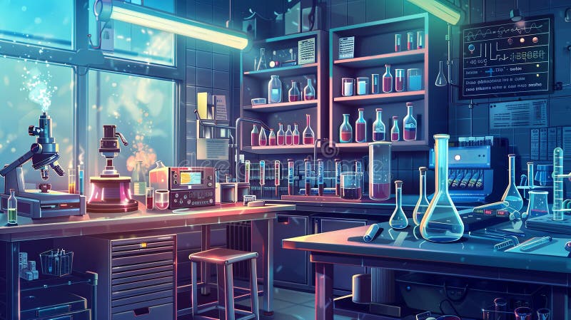 A Modern Laboratory Interior with Microscopes, Beakers, and Other ...