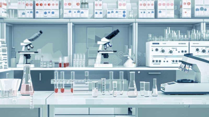 Modern Laboratory Interior with Microscopes and Scientific Equipment ...
