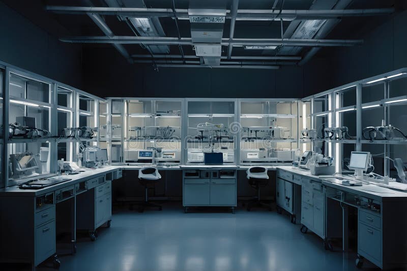 Modern Laboratory Interior with Scientific Equipment Stock Illustration - Illustration of ...