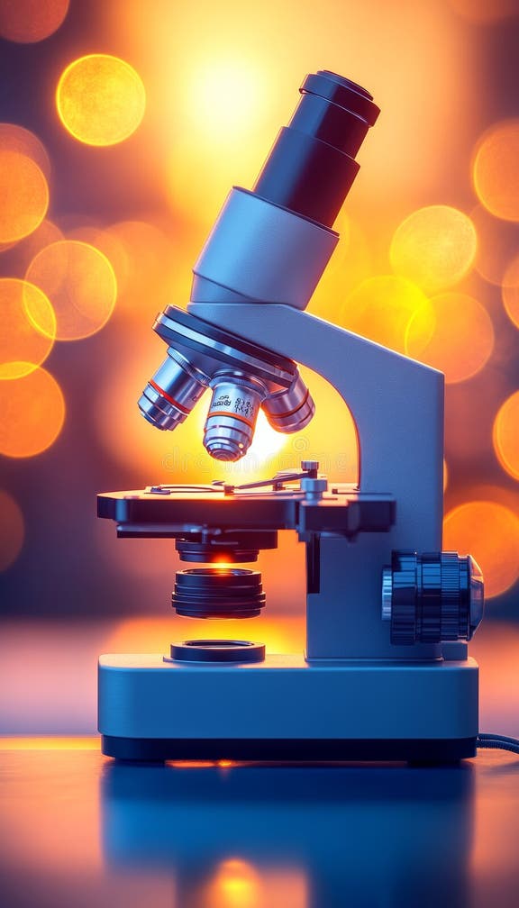 Modern Laboratory Microscope, Blurry Background with Copy Space ...