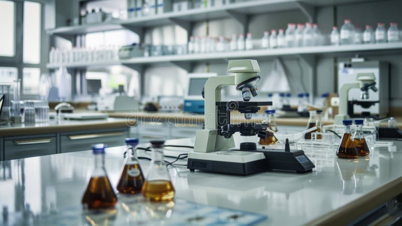 Modern Laboratory with Microscopes and Various Scientific Equipment ...