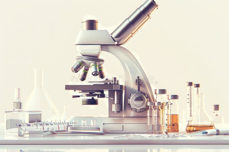 Scientific Laboratory Microscope with Glassware: Ideal for Research ...