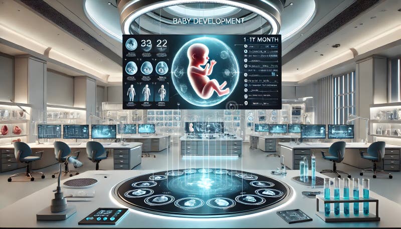 A Modern Laboratory Screen Displaying a Detailed Visualization of Baby ...