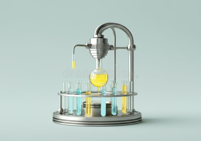 Laboratory Equipment with Colorful Test Tubes and a Distillation ...