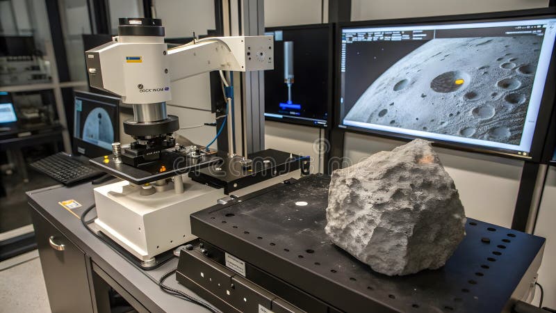 A Modern Laboratory Setup Featuring a Microscope for Geological ...