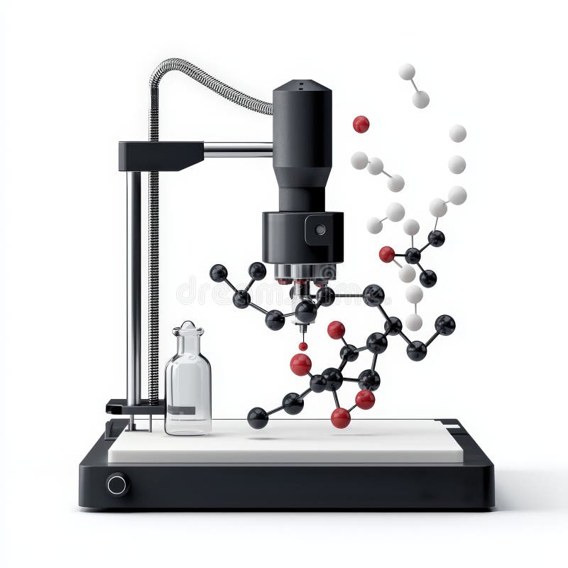 A Modern Laboratory Setup Featuring a Microscope and Molecular Model ...