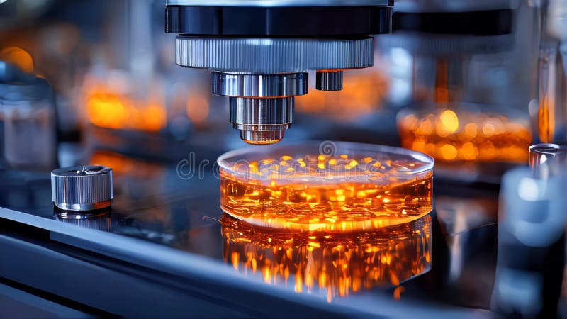 Modern Laboratory Setup with a Petri Dish Under a Microscope ...