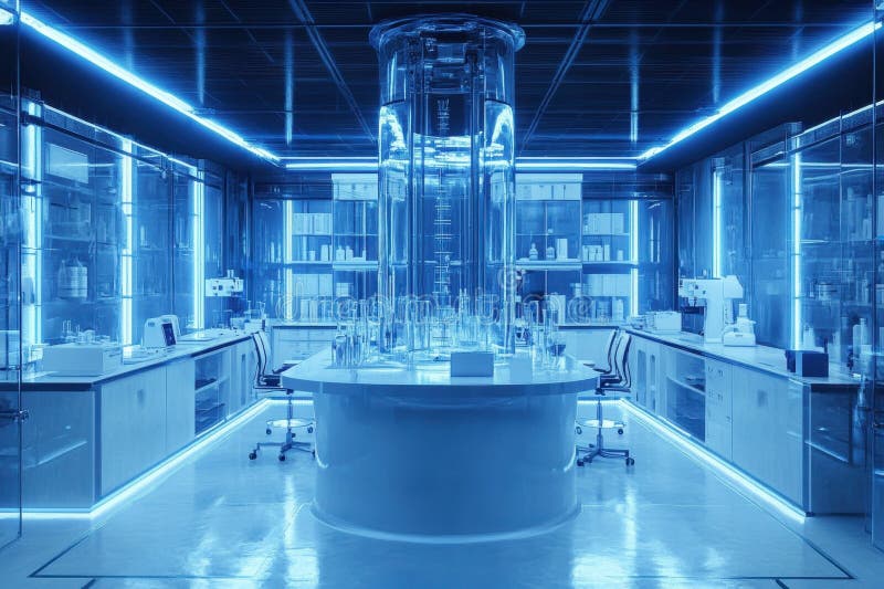 Modern Laboratory Showcasing Advanced Research Technology Under Blue ...