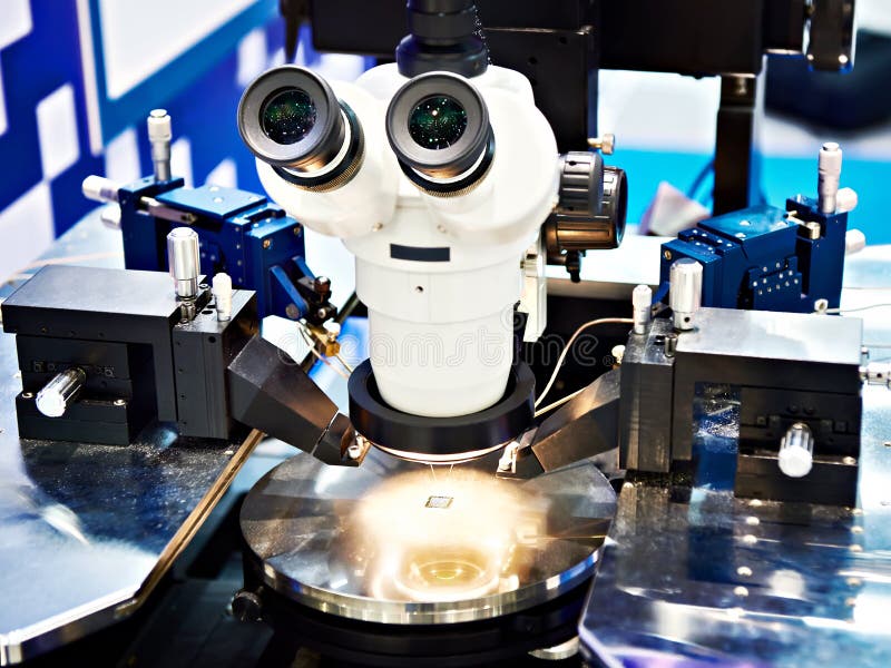 Research Stereo Microscope with Monitor Stock Photo - Image of white ...