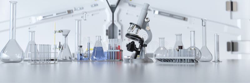 Modern Laboratory with Test Tubes 3d Render Stock Illustration ...