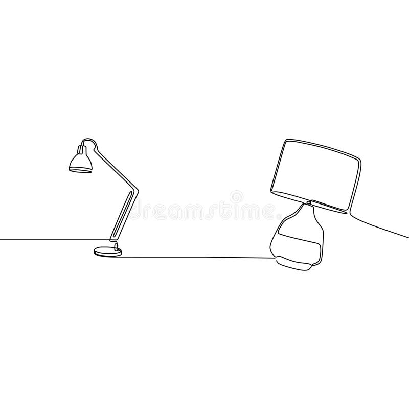 Modern Lamp and Standing Candle Lamp Continuous Line Lamp Vector ...