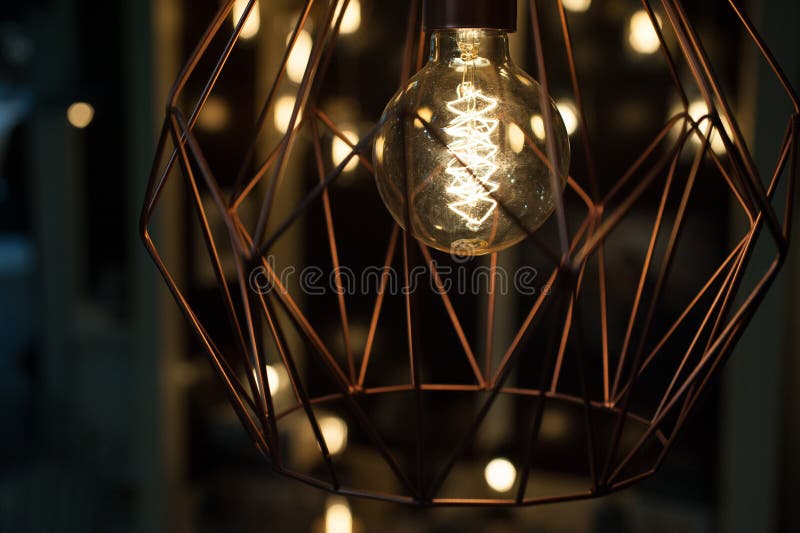 Modern Lamp with Edison Bulb Stock Image - Image of light, ecology ...