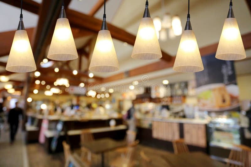 Modern Lamp Hanging from the Ceiling of the Restaurant Stock Image ...