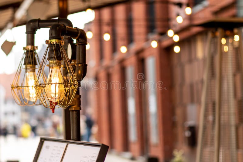 Modern Lamp from Metal with Edison Bulb Stock Photo - Image of energy ...