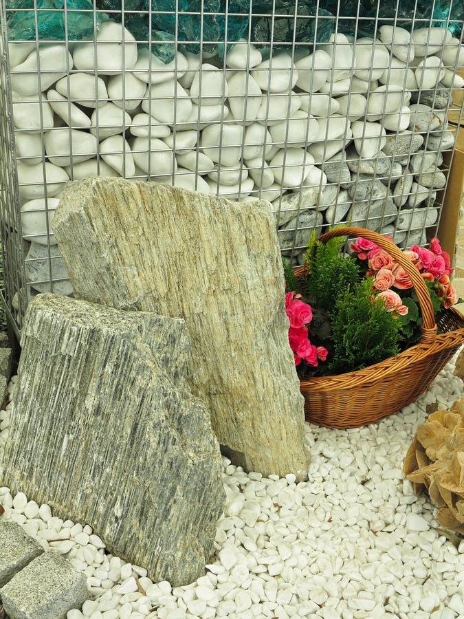 Modern Landscape Design Elements with Sidewalk, Stones and Flowers ...