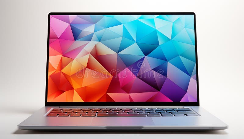 Modern Laptop on Abstract Background, Technology Connects Ideas ...