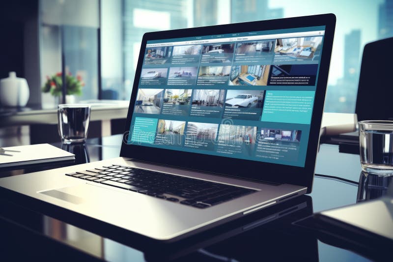 Modern Laptop with Advanced Security Software Monitoring Multiple ...