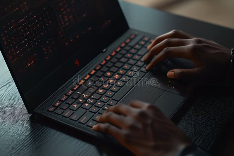 Modern Laptop with Backlit Keyboard Stock Illustration - Illustration ...