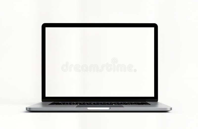 Modern Laptop with Blank Screen. Silver Colored Laptop on White ...