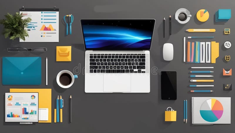 Modern, Laptop ,business, Flat, Design, Idea Workspace, Template Stock ...