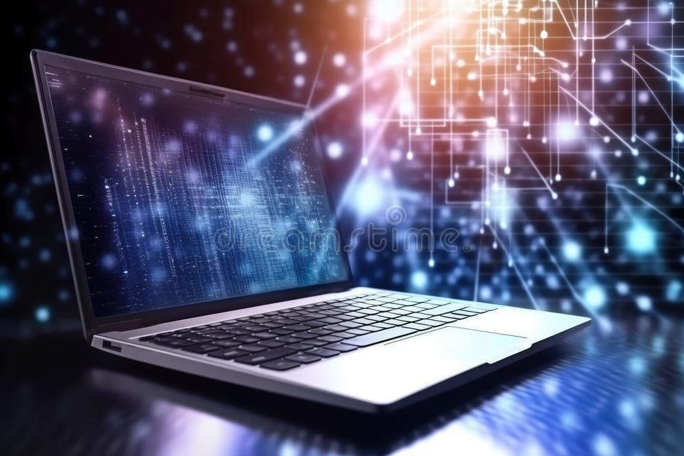 Modern Laptop Caught in the Swirling Vortex of Data Nanotechnology and ...