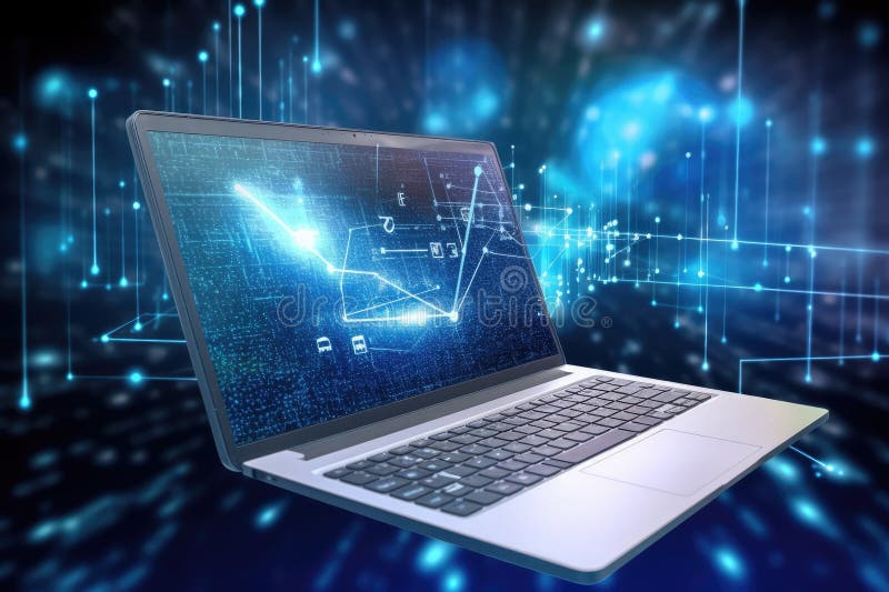 Modern Laptop Caught in the Swirling Vortex of Data Nanotechnology and ...