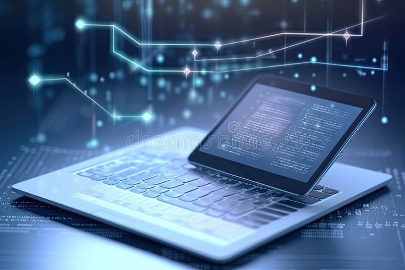 Modern Laptop Caught in the Swirling Vortex of Data Nanotechnology and ...