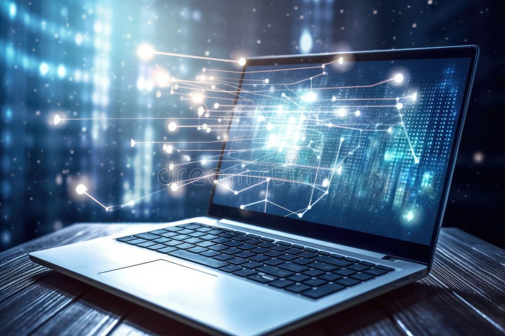 Modern Laptop Caught in the Swirling Vortex of Data Nanotechnology and ...