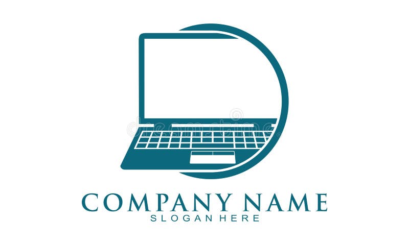 Modern Laptop Center Vector Logo Stock Vector - Illustration of monitor ...