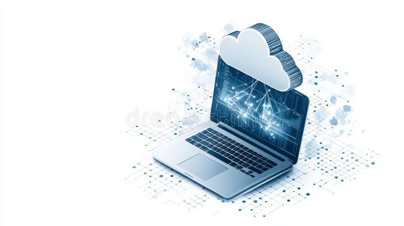 A Modern Laptop with a Cloud Above it, Symbolizing Cloud Computing and ...
