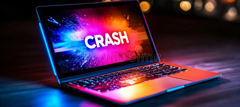 Modern Laptop with Colorful Crash Message on Screen, Technology and ...